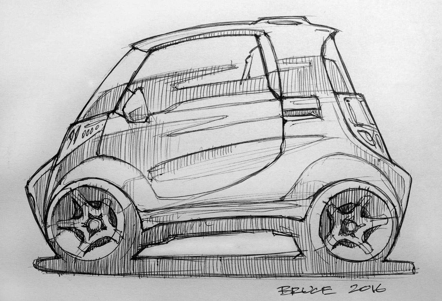 Microcar Sketch (tutorial video) – Caught in my headlights